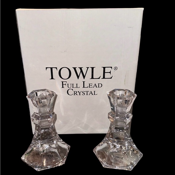 Towle | Accents | Towle Full Lead Crystal Candlestick Set 5 Tall Modern ...